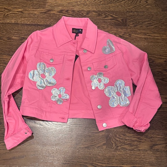 dELiA*s | Jackets & Coats | Delias By Dolls Kill Heart Of Glass Holo Flower Applique Twill ...